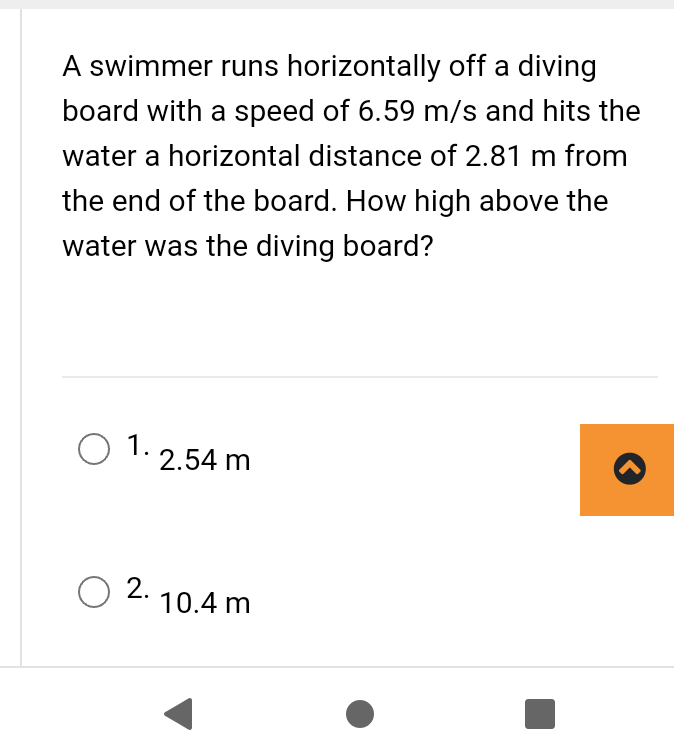 Solved A swimmer runs horizontally off a diving board with a | Chegg.com