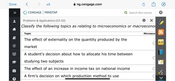 Solved Classify the following topics as relating to | Chegg.com