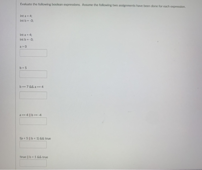 Solved Evaluate the following boolean expressions. Assume | Chegg.com