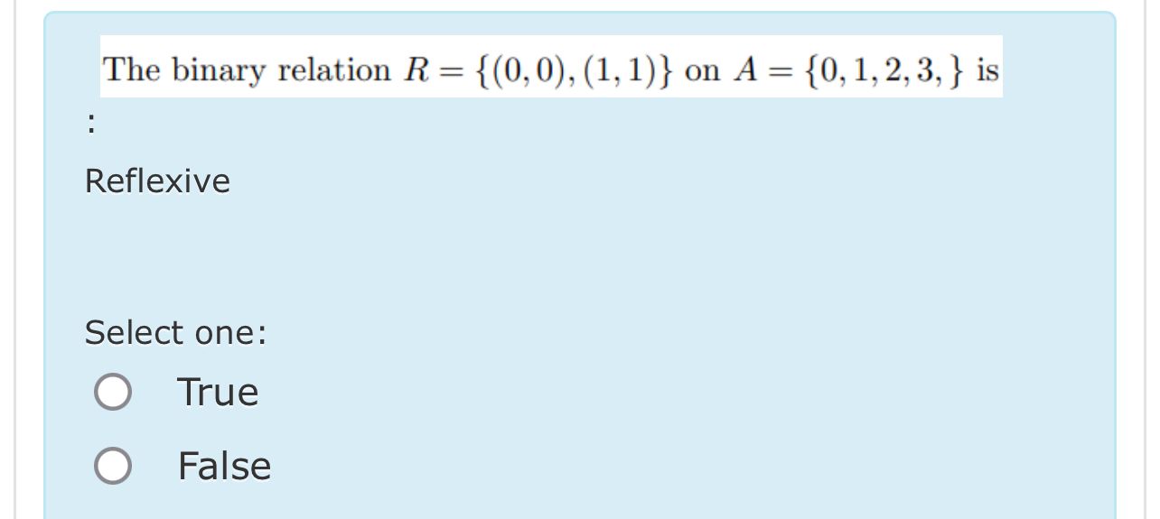 Solved The Binary Relation R 0011 on