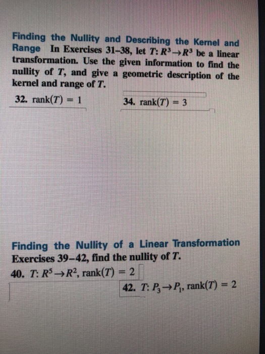Solved Finding Bases for the Kernel and Range In Exercises | Chegg.com
