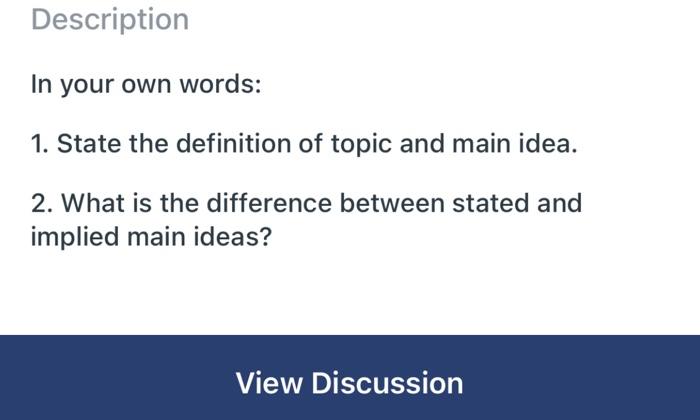 Solved Description In your own words: 1. State the | Chegg.com