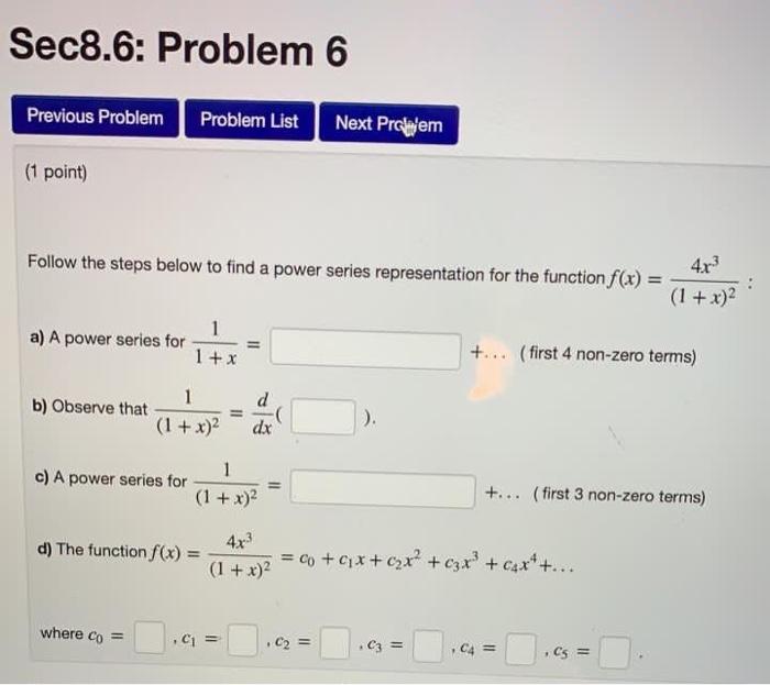 Solved Sec8.6: Problem 3 Previous Problem Problem List Next, | Chegg.com