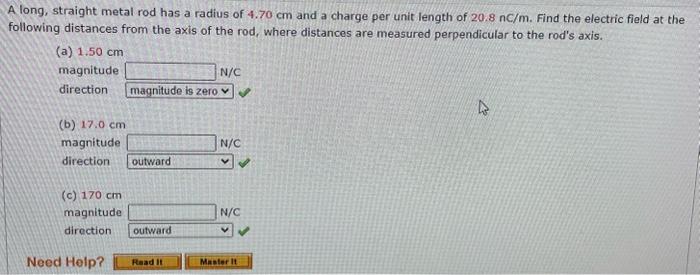 Solved A long, straight metal rod has a radius of 4.70 cm | Chegg.com