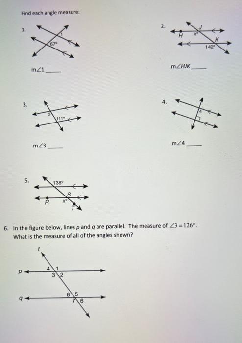 Solved Find each angle measure: 1. 2. m∠1 m∠HJK 3. 4. m∠3 | Chegg.com Solved Find each angle measure: 1. 2. m∠1 m∠HJK 3. 4. m∠3 | Chegg.com