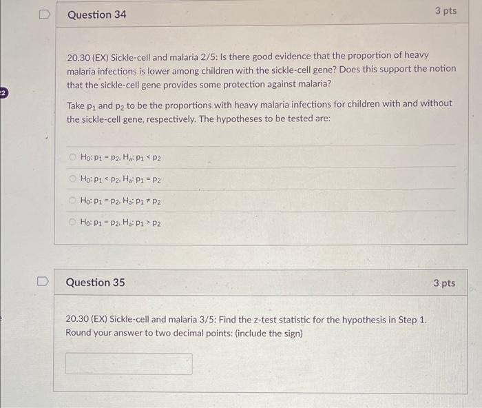 Solved 20.30 (EX) Sickle-cell and malaria 1/5: Sickle-cell | Chegg.com
