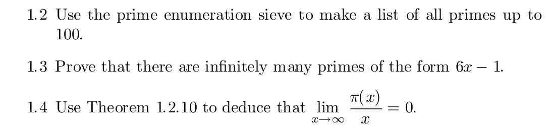 Solved 1.2 Use the prime enumeration sieve to make a list of | Chegg.com