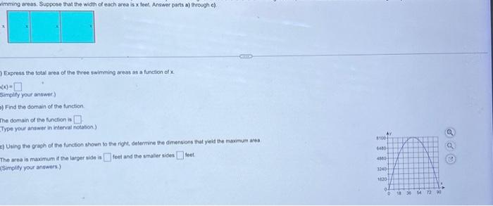 Express the total area of the three swimming areas as | Chegg.com