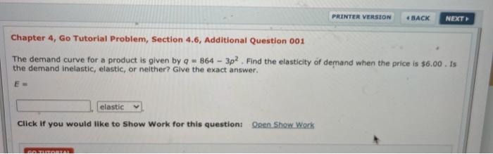 Solved PRINTER VERSION 4 BACK NEXT Chapter 4, Go Tutorial | Chegg.com