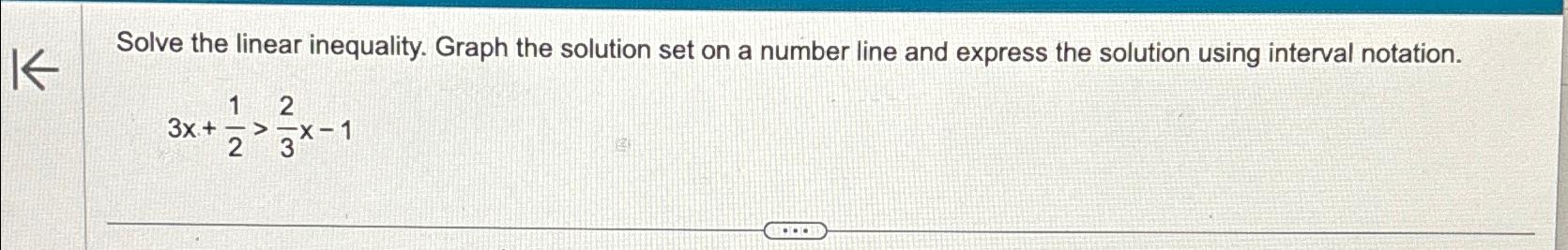 Solved Solve the linear inequality. Graph the solution set | Chegg.com