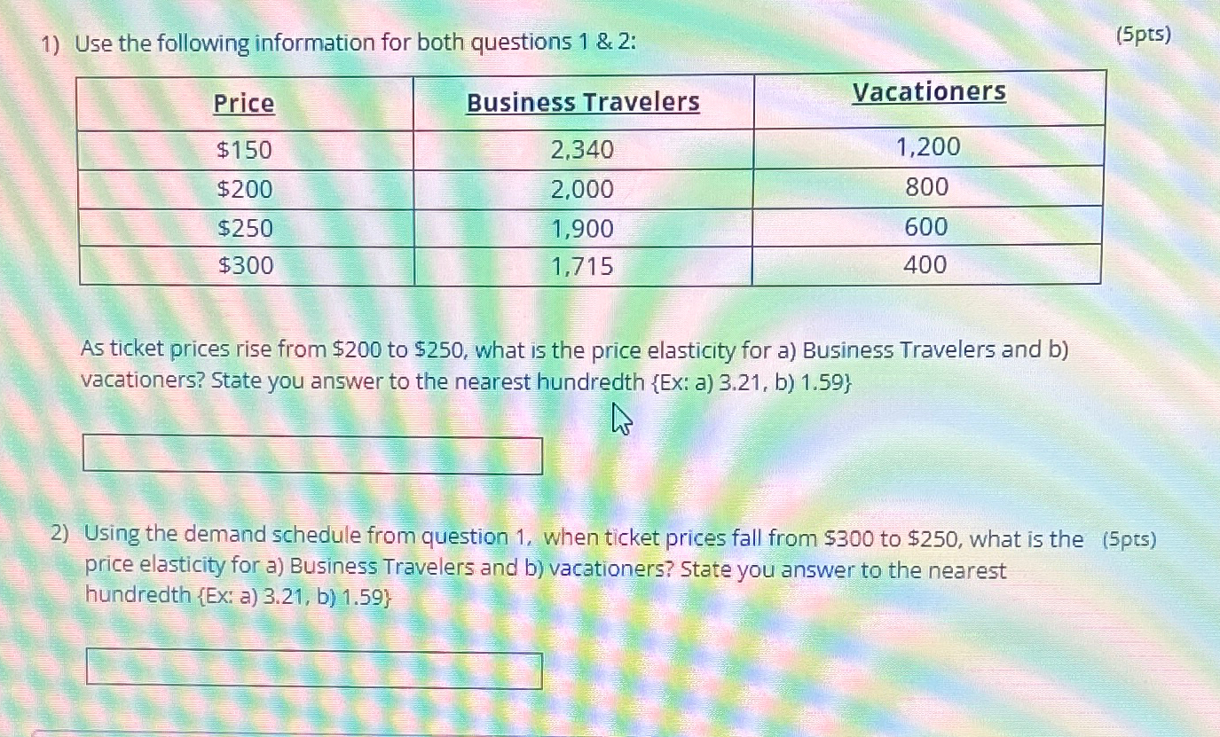 Solved Use the following information for both questions 1&2 | Chegg.com