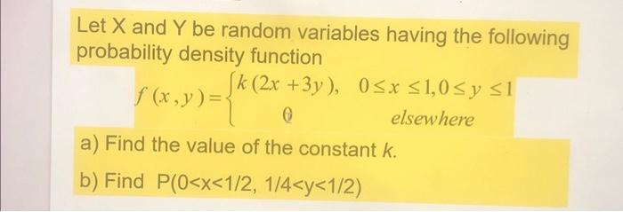 Solved Let \\( X \\) and \\( Y \\) be random variables | Chegg.com