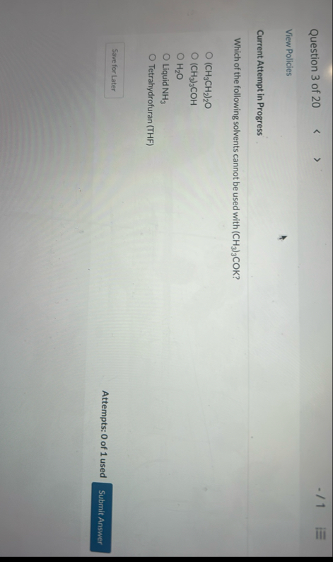Solved Question 3 ﻿of 20View PoliciesCurrent Attempt in | Chegg.com