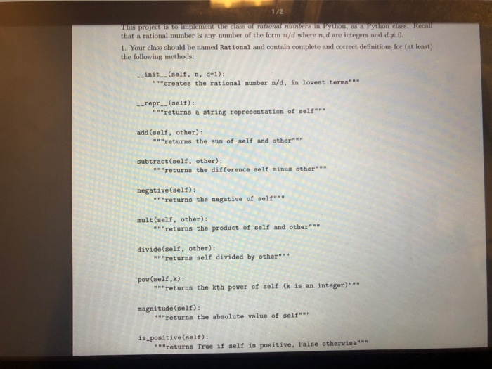 Solved 1/2 This project is to implement the CIA of rational | Chegg.com