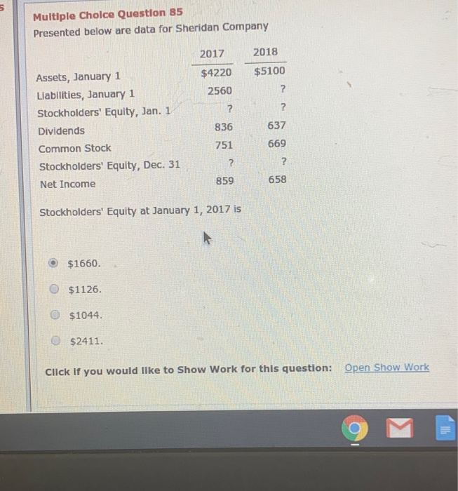 Solved Multiple Cholce Question 85 Presented below are data | Chegg.com