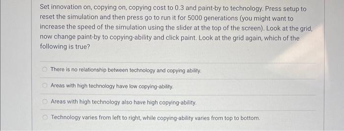 Solved Set innovation on, copying on, copying cost to 0.3 | Chegg.com
