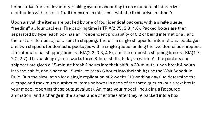 Solved Items arrive from an inventory-picking system | Chegg.com