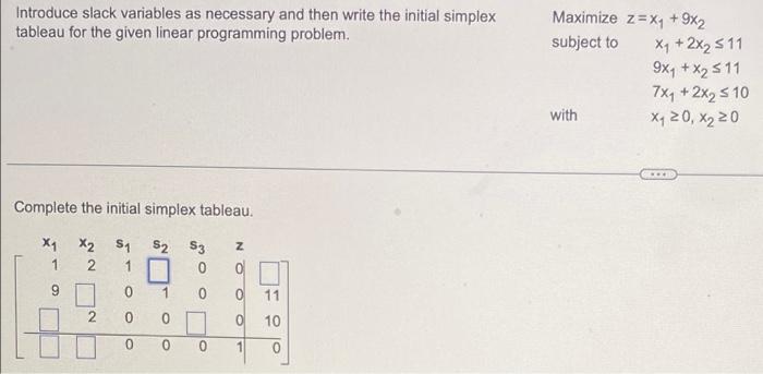 Solved Introduce slack variables as necessary and then write | Chegg.com