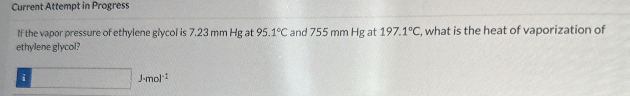 Solved Current Attempt in ProgressIf the vapor pressure of | Chegg.com