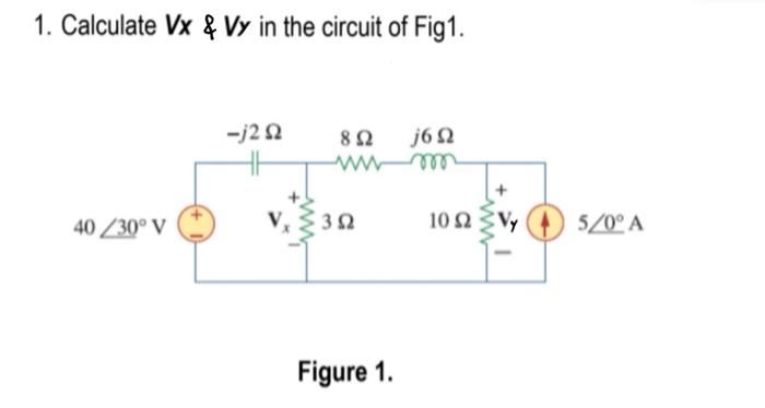 Solved 1. Calculate Vx&Vy in the circuit of Fig1. Figure 1. | Chegg.com