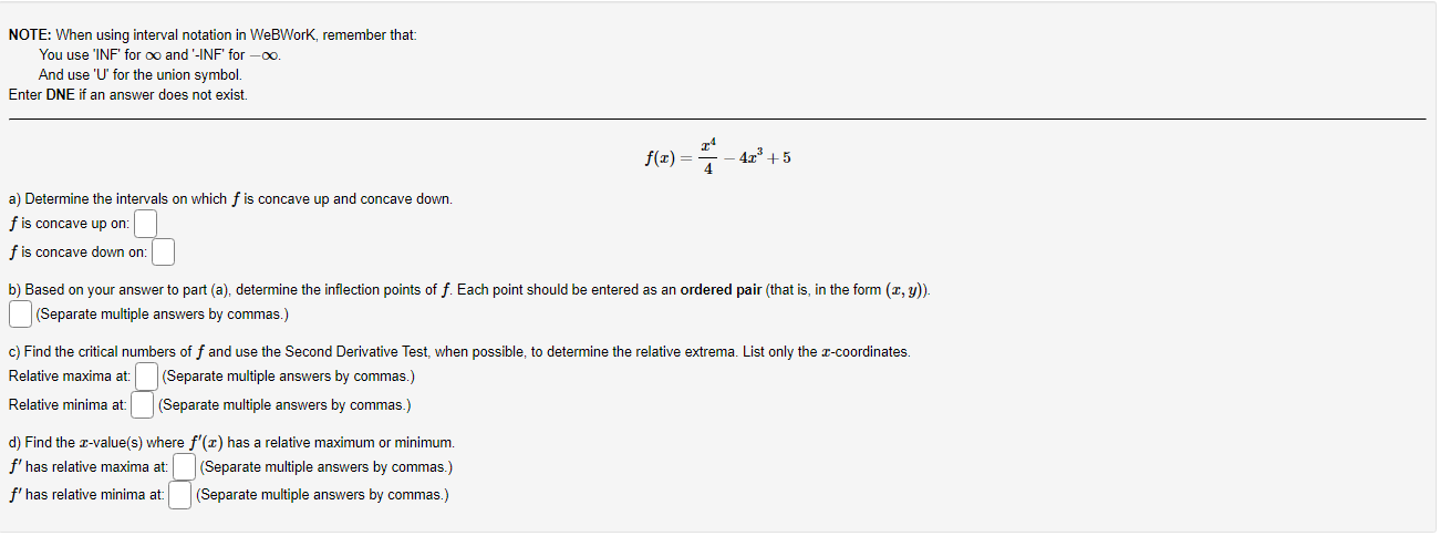 Solved NOTE: When using interval notation in WeBWorK, | Chegg.com