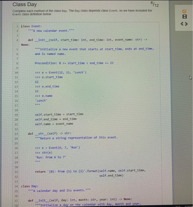 Solved 6/12 Class Day Complete each method of the class Day. | Chegg.com