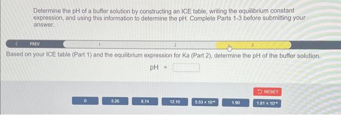 Solved Determine the pH of a buffer solution by constructing | Chegg.com