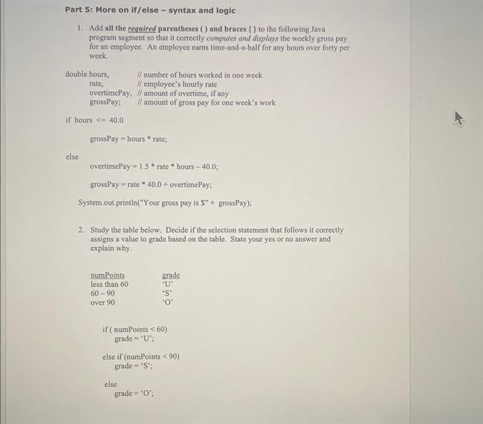 Solved Part 5: More on if/else - syntax and logic 1. Add all | Chegg.com
