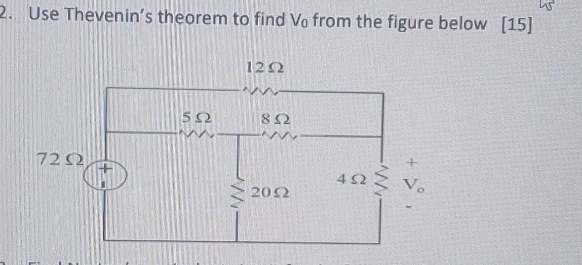 Solved Use Thevenin's theorem to find V0 from the figure | Chegg.com