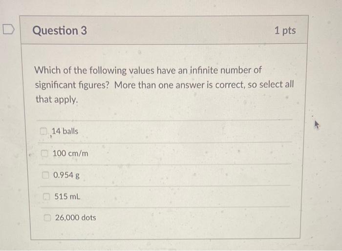Solved Which of the following values have an infinite number | Chegg.com