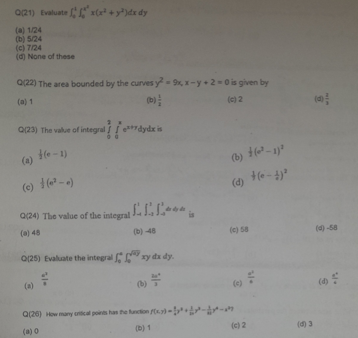 Solved Q(21) ﻿Evaluate | Chegg.com