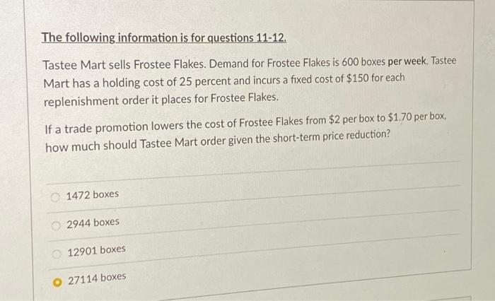 Solved The following information is for questions 11-12. | Chegg.com
