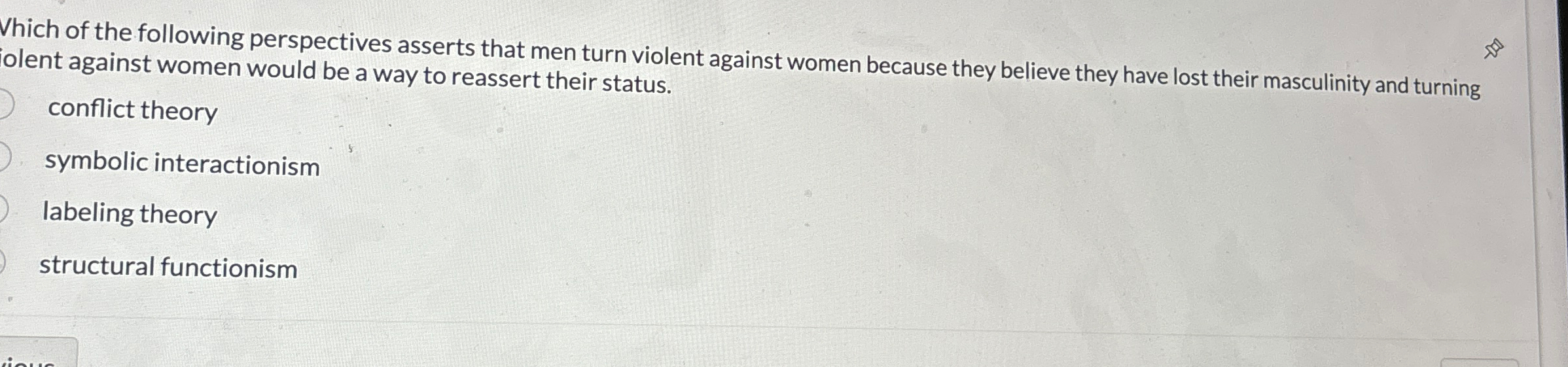 Solved Vhich of the following perspectives asserts that men | Chegg.com