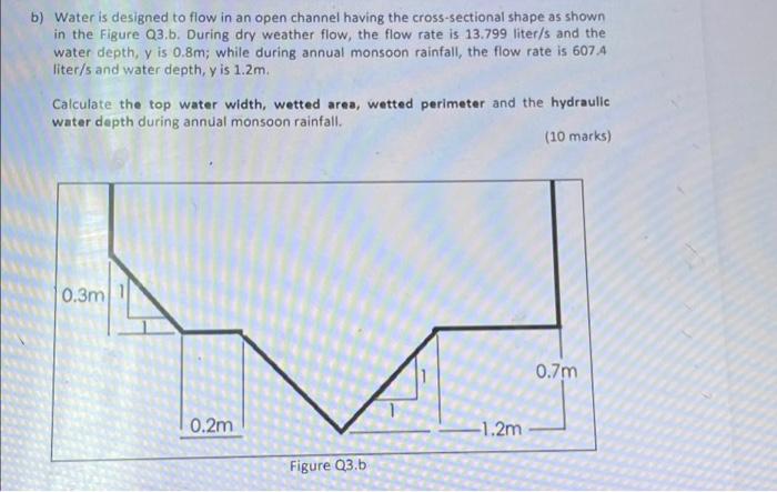 Solved b) Water is designed to flow in an open channel | Chegg.com