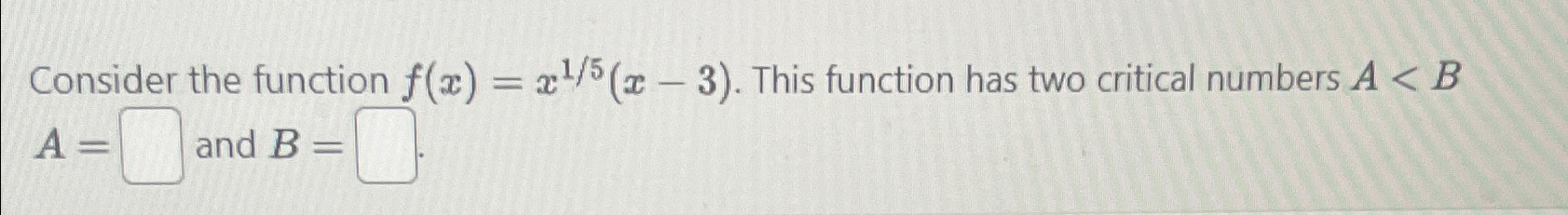 Solved Consider the function f(x)=x15(x-3). ﻿This function | Chegg.com