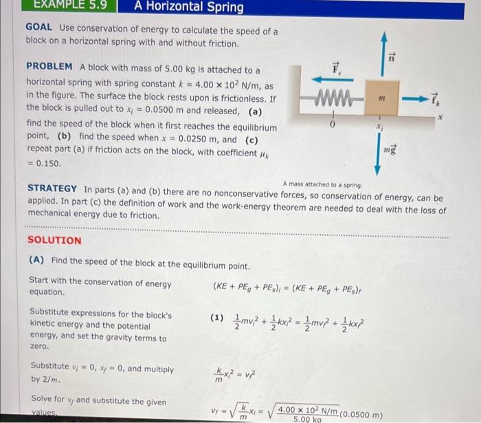 Solved GOAL Use conservation of energy to calculate the | Chegg.com