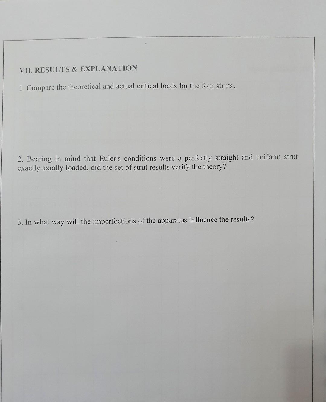Solved Experiment 6. Behaviour of Four Struts - Euler's | Chegg.com