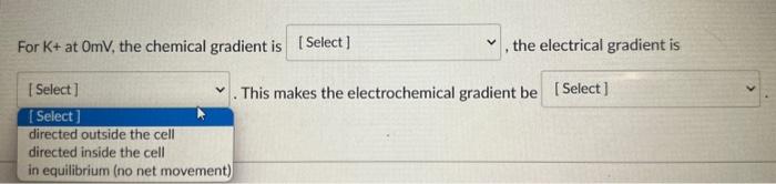Solved For K+ at OmV, the chemical gradient is , the | Chegg.com