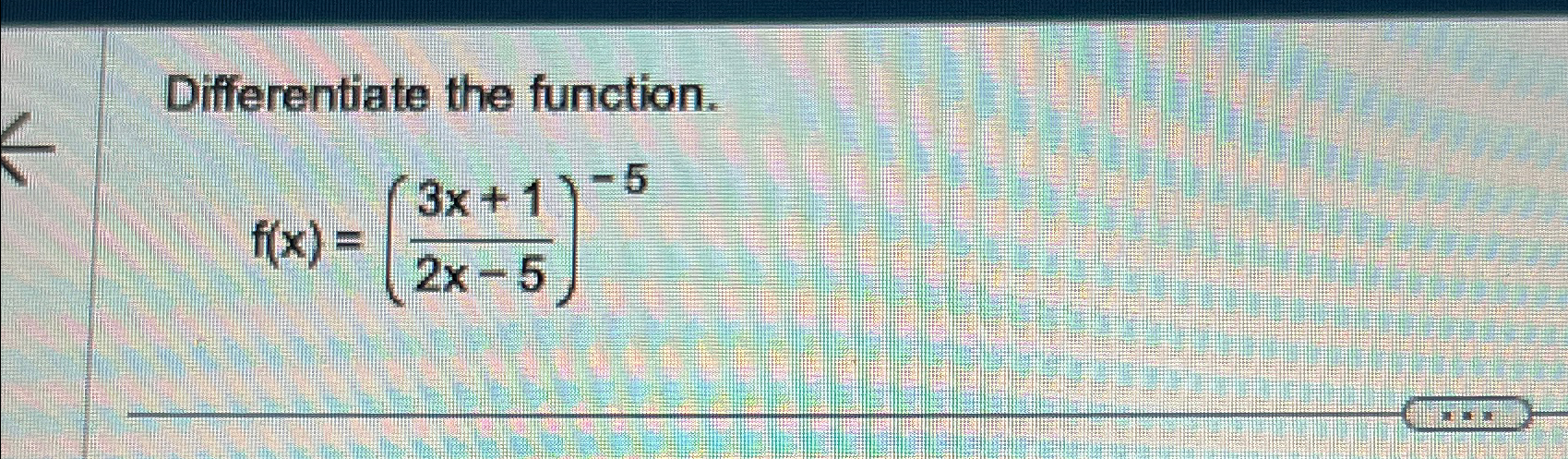 Solved Differentiate the function.f(x)=(3x+12x-5)-5 | Chegg.com