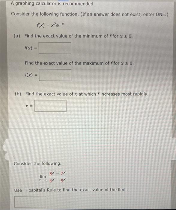 Solved A graphing calculator is recommended. Consider the | Chegg.com