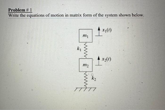 Solved Problem \# 1 Write the equations of motion in matrix | Chegg.com