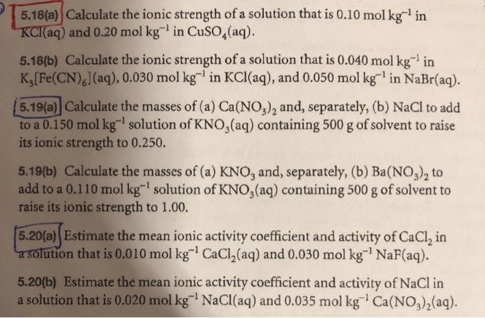 Solved 5.18(a) Calculate the ionic strength of a solution | Chegg.com