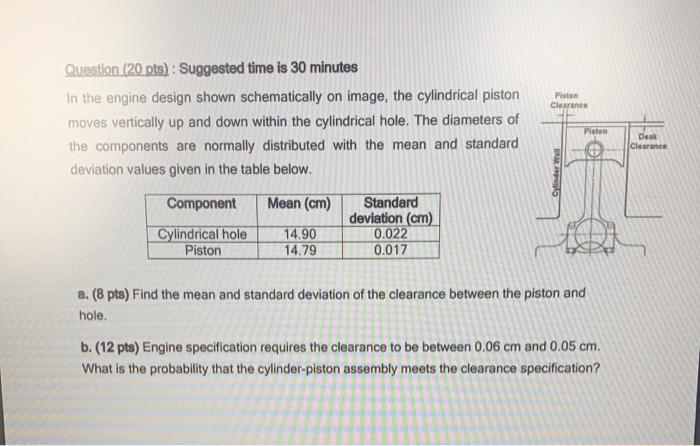 Solved Piston Clearance Question (20 pts) : Suggested time | Chegg.com