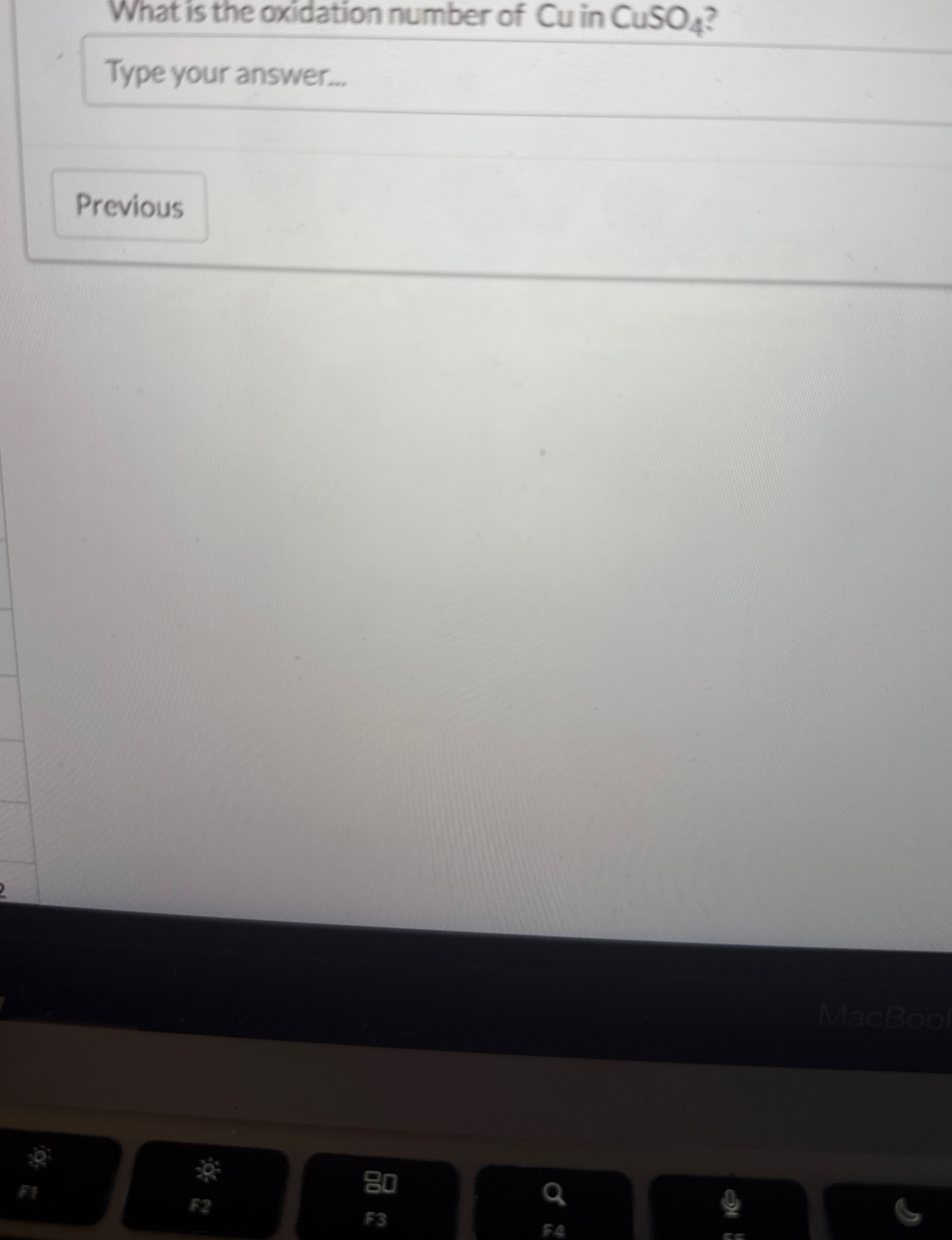 Solved What is the oxidation number of Cu in CuSO4 ?Type | Chegg.com