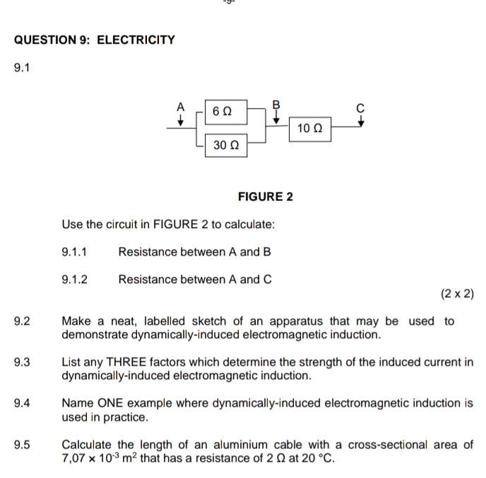 Solved QUESTION 9: ELECTRICITY9.1FIGURE 2Use the circuit in | Chegg.com