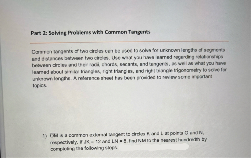 Part 2: Solving Problems with Common TangentsCommon | Chegg.com