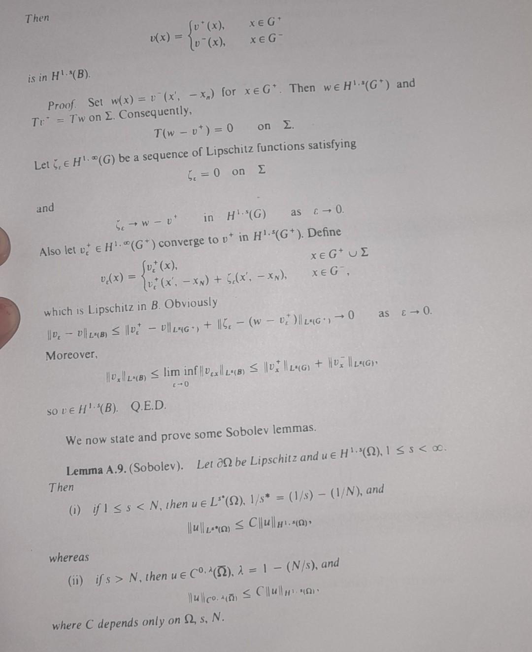 Solved Then v(x)={v+(x),v−(x),x∈G+x∈G− is in H1,s(B) Proof. | Chegg.com