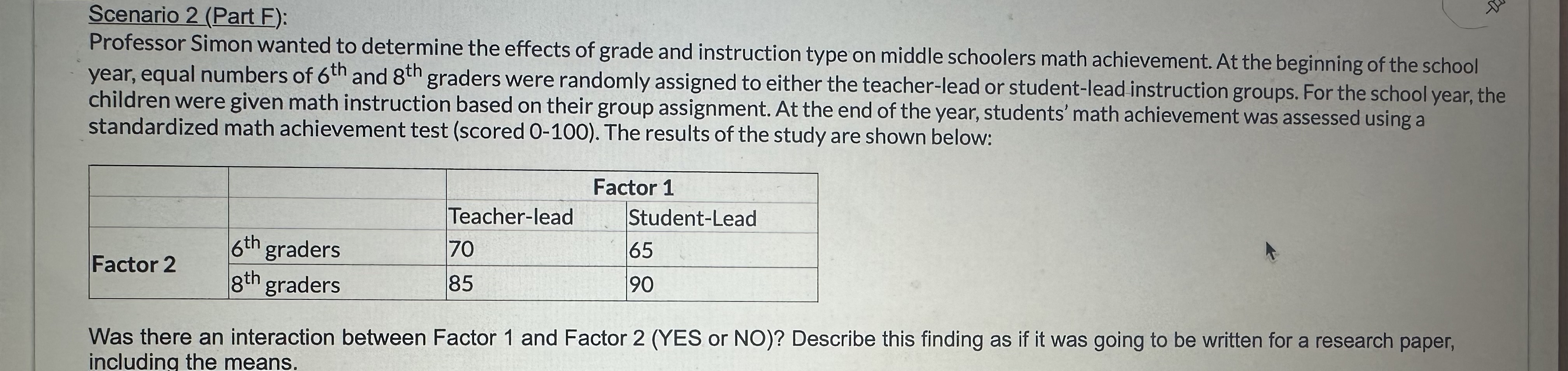 Solved Scenario 2 (Part F):Professor Simon wanted to | Chegg.com