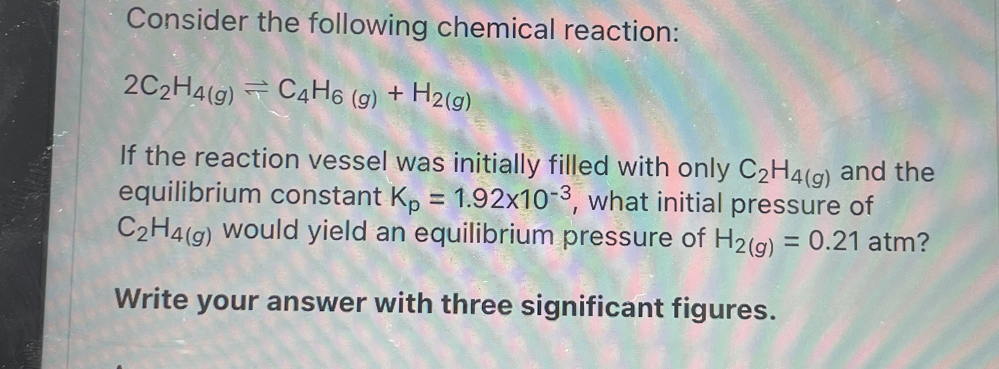 Solved Consider the following chemical | Chegg.com