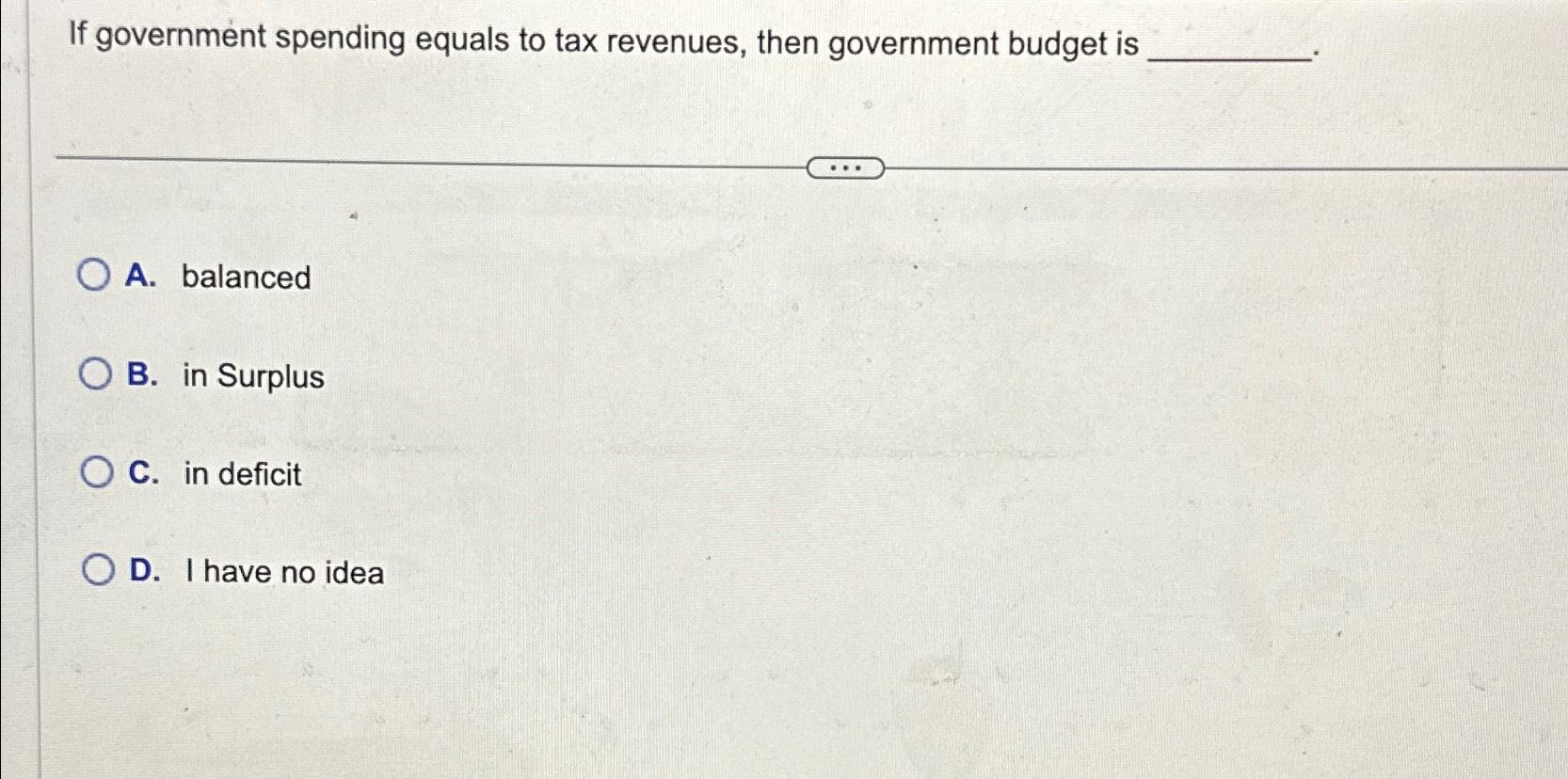 Solved If government spending equals to tax revenues, then | Chegg.com